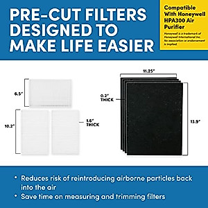 VEVA HPA300 HEPA Filter Replacement Compatible with Honeywell Air Purifier - 3 Pack of HEPA Filters w/ 4 Precut Activated Carbon Pre-Filters & Replacement Filter R