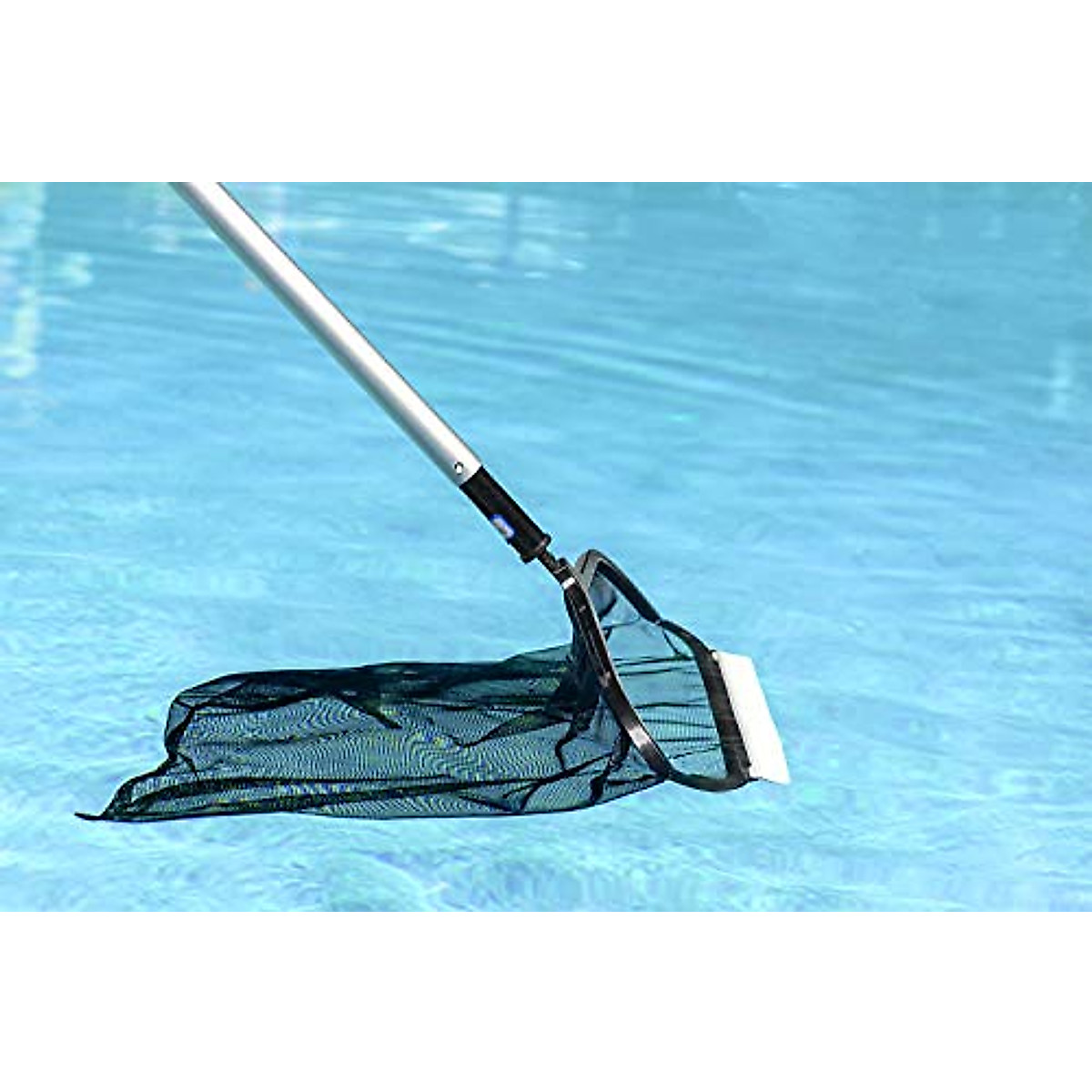 Poolmaster 21182 Premier Collection Solid-Core Aluminum Swimming Pool Leaf Rake with Durable Fine-Mesh Net, Medium, Silver