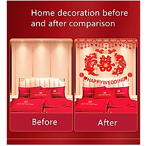 Traditional Chinese Wedding Party Decoration Dragon Phoenix Door Stickers Paper-Cut Window Bars