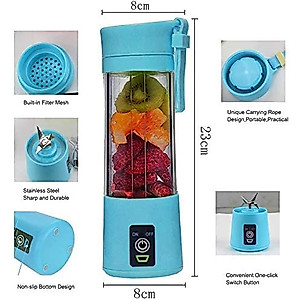 Portable Blender, Personal Blender, Small Fruit Mixer, Electric USB Rechargeable Juicer Cup, Fruit Mixing Machine Home,Travel (blue)
