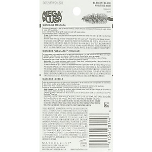 Maybelline New York Volume Express Mega Plush Washable Mascara, Blackest Black, 0.3 Fluid Ounce, (K1147800)
