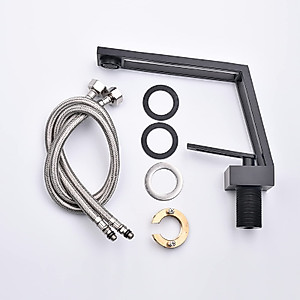 Modern Black Bathroom Sink Faucet: Single Hole Bathroom Faucet Matte Black - Unique Contemporary Vanity Faucets SHUNLI