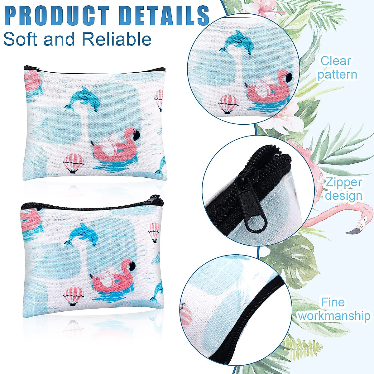 Silkfly 18 Pcs Small Canvas Coin Purse Cute Change Purse for Girls Zipper Coin Pouch Kids Mini Coin Bag Tiny Pouch for Women Keychain Key Holder, 9 Styles