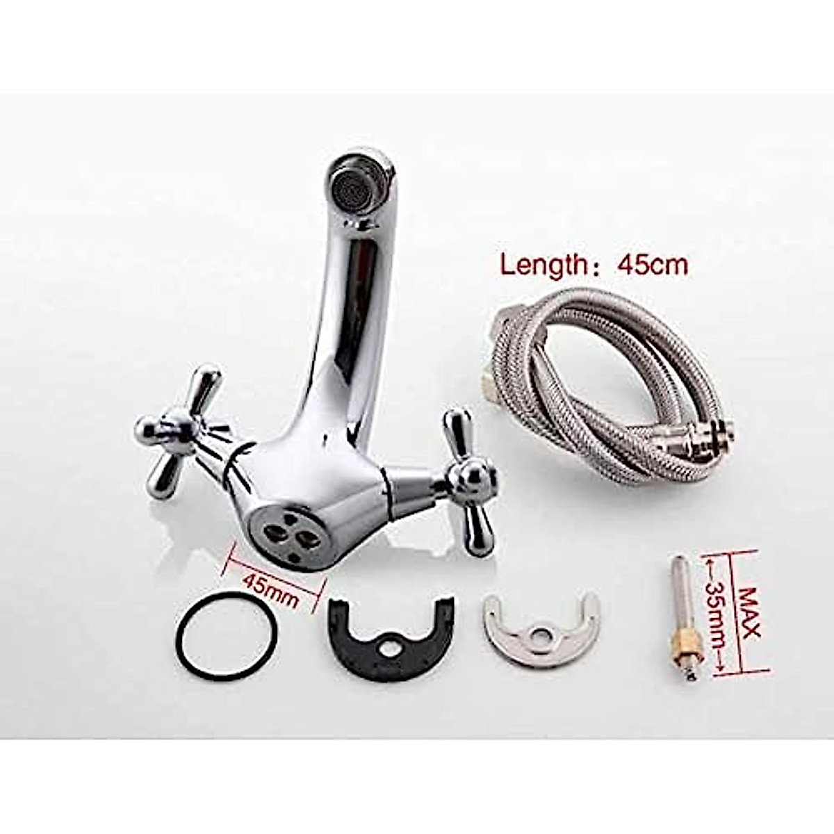 Kitchen Taps Classic Silver Bathroom Basin Faucet Mixer Toilet Faucet Double Handle Bath Faucet Hot and Cold Water Mixer Control
