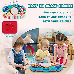 M SANMERSEN Baby Piano Toys 12 to 18 Months - Musical Toy for Toddlers 1 2 3 Years Old Light Up Babies Toy 6-in-1 Keyboard Piano Phone Drum Set Infant Toy Boys Girls First Birthday Gifts