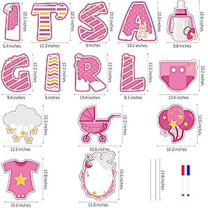 RUODON 15 Pieces IT'S A GIRL Pink Yard Sign with Stakes Baby Shower Yard Sign Welcome Home Girl Lawn Sign Gender Reveal Yard Signs for Lawn Decorations