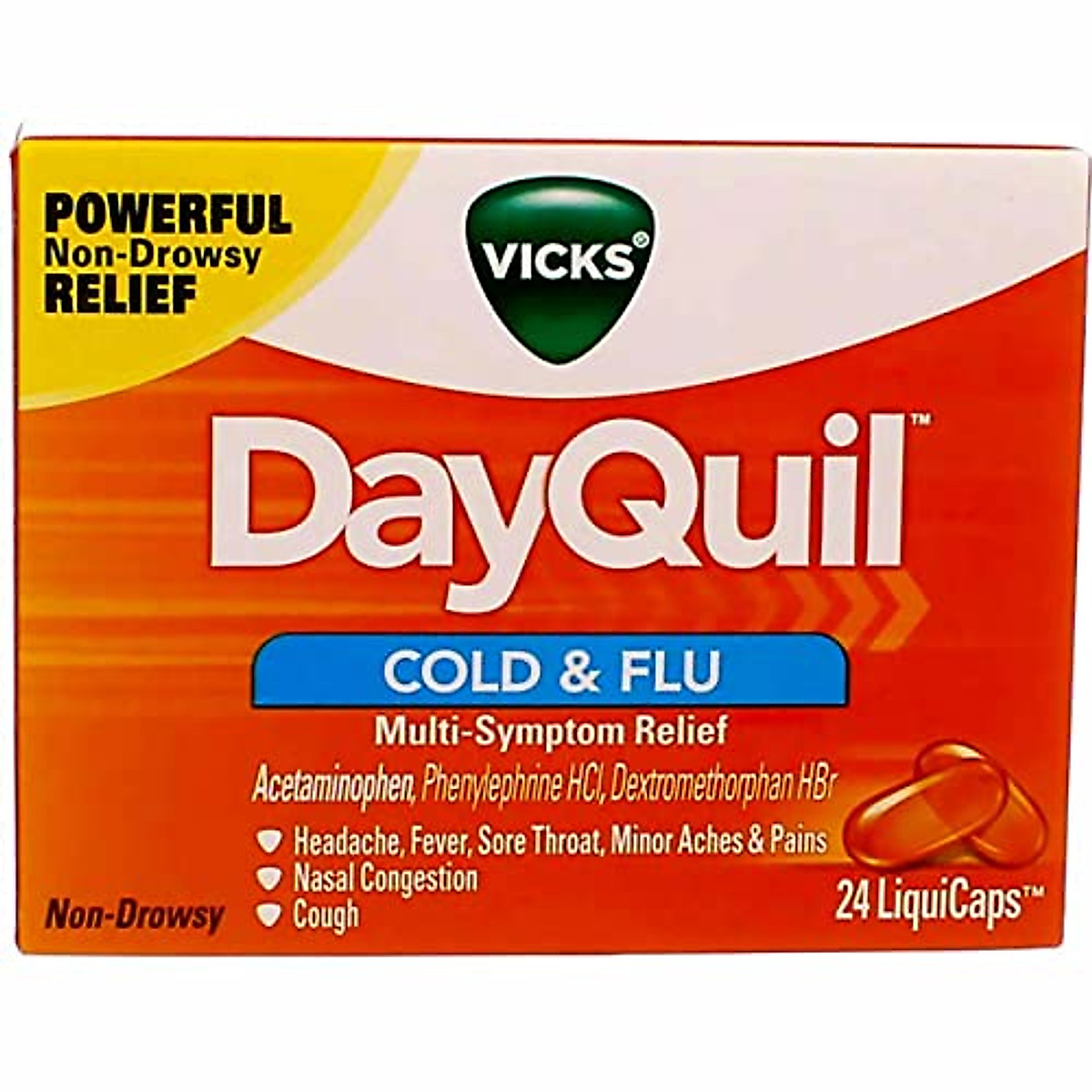 Vicks 01443BX DayQuil Cold & Flu LiquiCaps, 24/Box