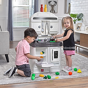 Step2 Quaint Kitchen for Kids, Play Kitchen Set, Toddlers 2+ Years Old, 20 Piece Pretend Play Pots and Pans Toy Accessories, Easy to Assemble, White