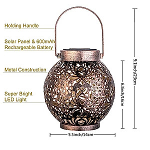 EXCMARK 2 Pack Outdoor Solar Hanging Lantern Light LED Decorative Christmas Light for Garden Patio Courtyard Lawn and Tabletop with Hollowed-Out Design. Unique Gardening Gifts for Women.