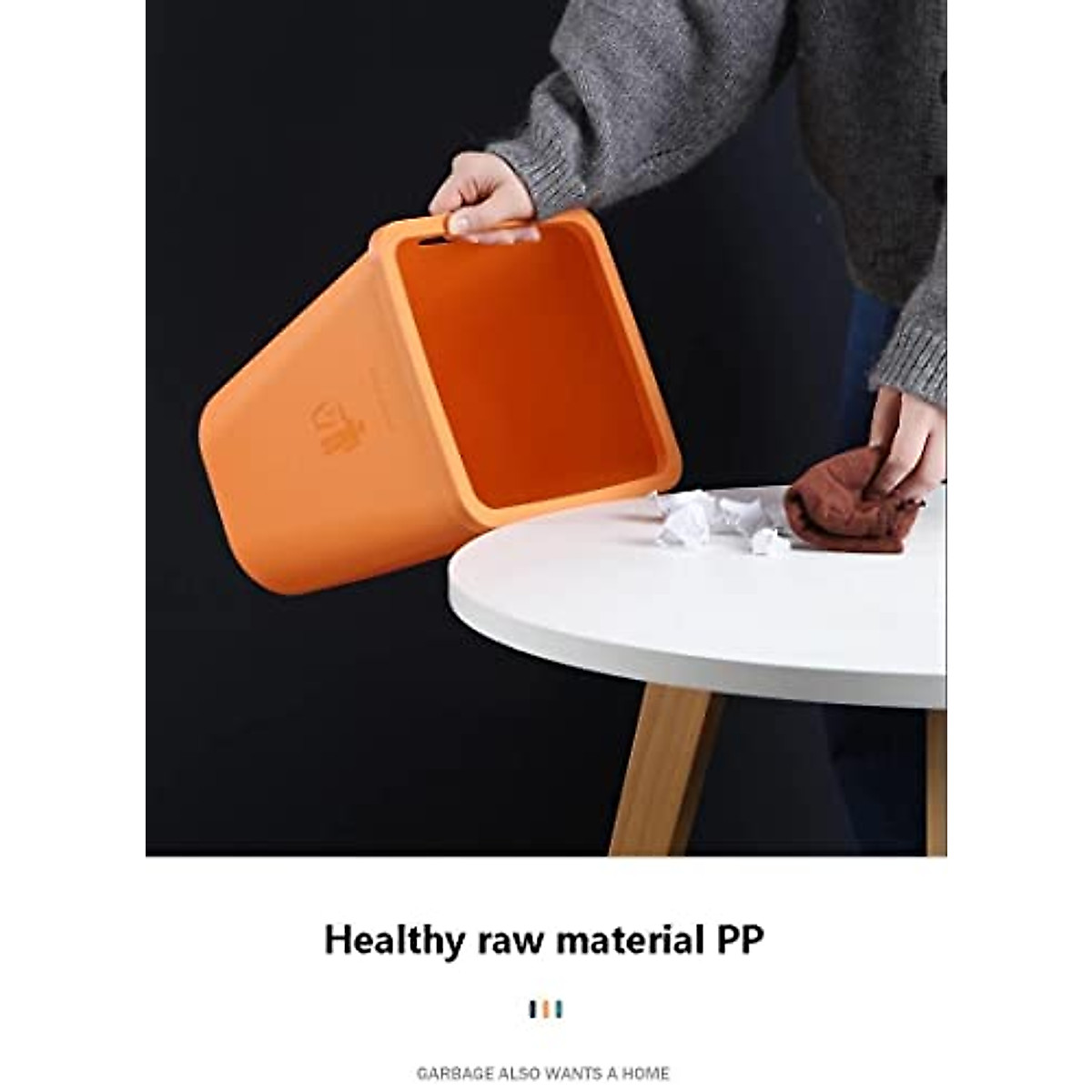 Krimo Plastic Small Trash Can Wastebasket, Garbage Container Bin with Handles for Bathroom, Kitchen, Home Office, Dorm, Kids Room(Orange)