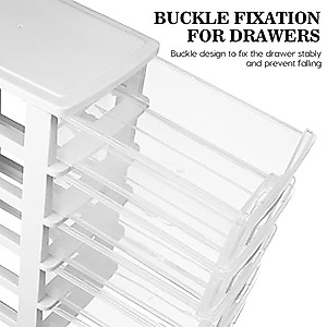 TOYANDONA Storage Cabinet 5 Drawer Plastic Storage, Storage Organizer Plastic Storage Bins with Drawers Space Saving Desktop Organizer for Crafts Small Tools Sationary and Hardware -White Bookshelf