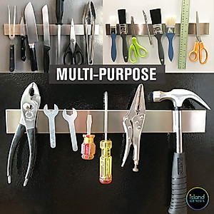 ﻿Island Genius 16 Inch Stainless Steel Magnetic Knife Holder Bar Strip for Wall - Kitchen Knife, Utensil and Tool Storage Organizer Magnet