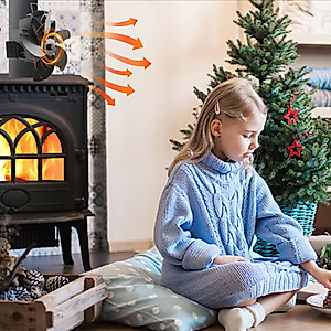 KSIEE Heat Powered Stove Fan, Heat Powered Stove Fan, 5 Blade, Eco Thermoelectric Fan Non Electric Wood Burning Stove Fan for Fireplace Wood