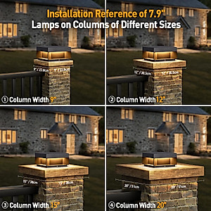 MVBT Outdoor Modern Post Light, 7.9" LED Column Pillar Lamp Fence Deck Cap Lights Waterproof Hard Wired Lantern 3000K Luxury Landscape Lighting for Patio Driveway Posts Garden Yard Decoration