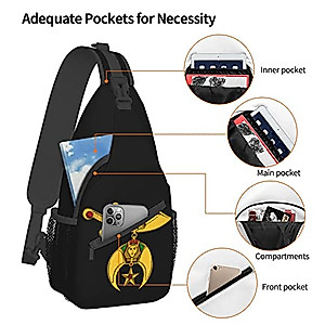 BYOOTI Mason Shriner Split Masonic Shrine Sling Backpack Chest Bag Shoulder Bag Daypack Unisex