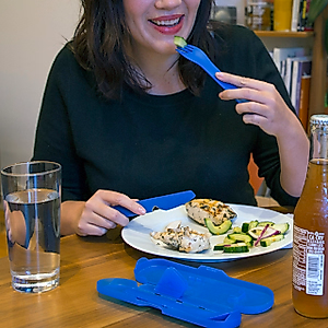 humangear GoBites Trio | Travel & Camping Utensils | Portable & Convertible Dining Ware | Multi-Functional Spork & Knife, Gray