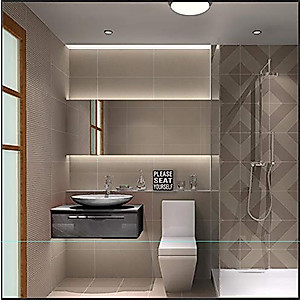 Yankario Farmhouse Funny Bathroom Signs Decor, Classic Wooden Box Sign 6" Square, Black/White Please Seat Yourself