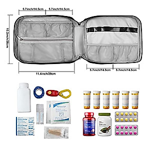 Medicine Pill Bottle Organizer Bag, Large Travel Pill Case Box and Storage, Lockable Vitamins Pill Carrier for Drug, Fish Oil, Medical Supplies (Black)
