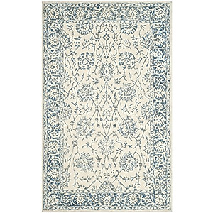 SAFAVIEH Blossom Collection 5' x 8' Ivory/Blue BLM351A Hand-Hooked Premium Wool Area Rug