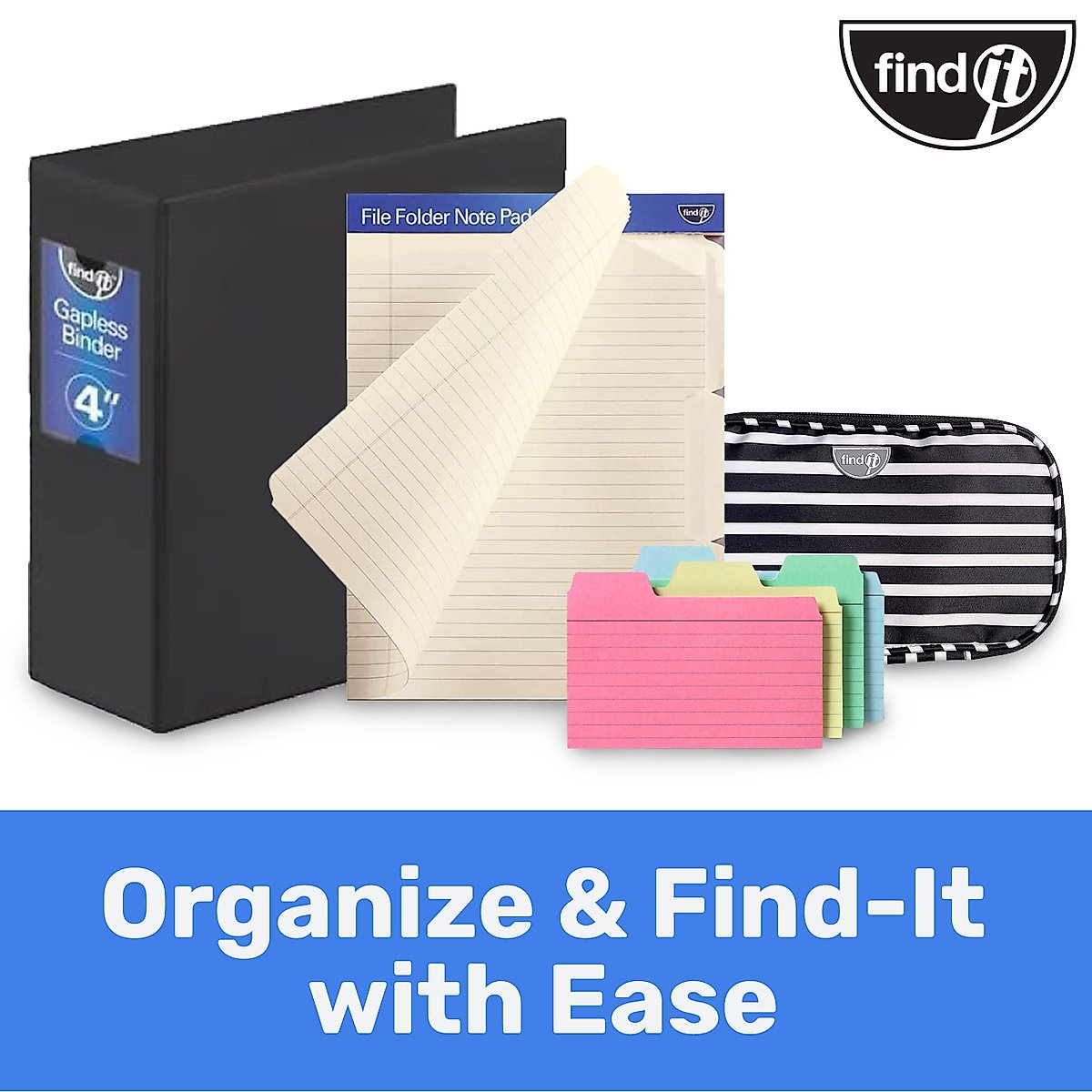Find It File Folder Notepad - Pack of 12-9.5 x 12.5 Inch Notebook Organizer Folders for Filing, Document, and Clipboard Organization - Cream
