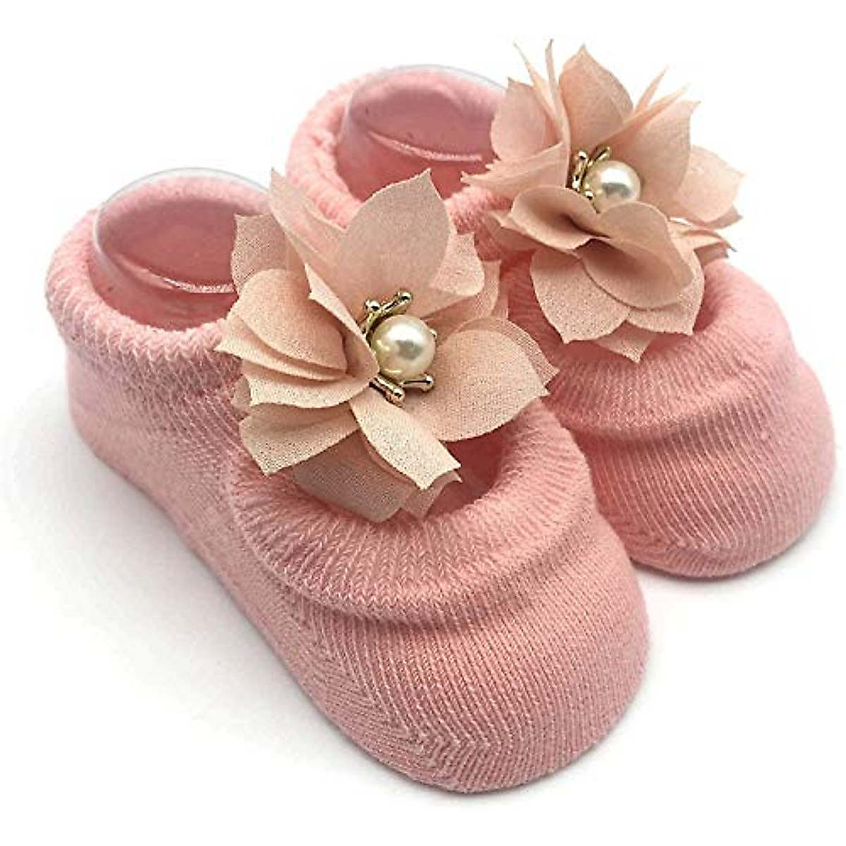 Elesa Miracle 3 Pairs Baby Girl Newborn Baby Photography Props Anti Slip Flower Pearl Bownote Socks