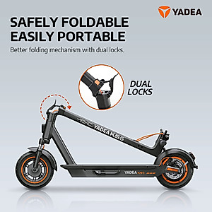 Yadea KS5 Foldable Electric Scooter for Adults, 18.6 mph, 25 miles range, 16% hill grade, 41 lbs, Smoky Gray