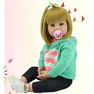 Pedolltree Lovely Handmade Soft Silicone Reborn Toddler Girl Dolls Golden Hair 24 Inch 60cm Realistic Looking Newborn Vinyl Dolls Toddler Toy for Kid Xmas Gift