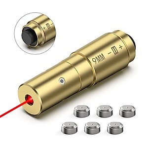 Feyachi Bore Sighting Laser 9mm Red Dot Laser Boresighter for Handgun Pistol with Tail Switch Included