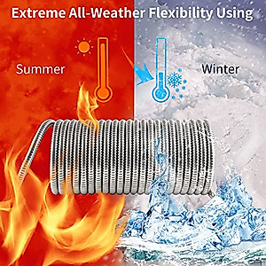 Yereen Metal Garden Hose 25FT, 304 Stainless Steel Garden Hose with 3/4" Solid Brass Fittings and 2 Function Nozzle, Kink Free Flexible Outdoor Water Hose