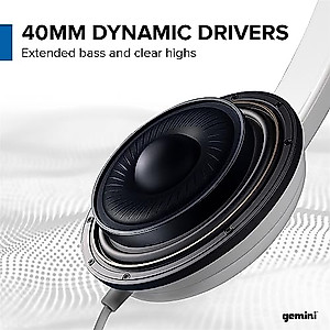 Gemini Sound DJ Equipment DJX-200 Technical for Mixing Beats Professional Studio Drums Over The Ear Audio DJ Recording Monitor Headphones, White Closed Back