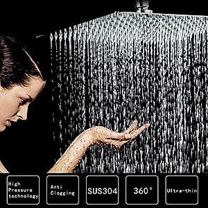 Rain Shower Head 12 inch, 304 Stainless Steel Large High Pressure Square Rainfall Showerhead for Bathroom, Easy to Install, Awesome Shower Experience