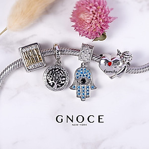 GNOCE "Tree of Life Charms Sterling Silver Family Tree Pendant Charms Engraved with Follow Your Dreams Fit All Bracelet Necklace Birthday Valentines Day Women Gifts