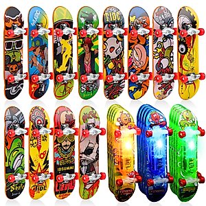 24 Pieces Mini Finger Skateboards Creative Finger Boards Set Mini Skateboards for Fingers Hand Skateboard Mini Fingerboards Skateboards for Finger Skater Party Supplies Props Decor (Classic Style)