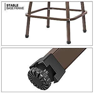 MoNiBloom Outdoor Swivel Patio Chair Set of 2, Breathable Fabric High Top Outdoor Chairs 360 Degree Swivel Patio Bar Stools with Metal Frame and High Back Design for Backyard Lawn Balcony, Brown