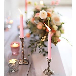 10 Inch Baby-Pink Taper Candles for Home Decoration, 10 Pack Unscented Candlesticks for Dinner Wedding Party, Smokeless and Dripless Candle Sticks