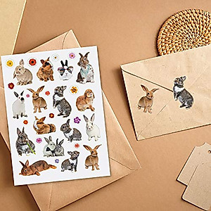 CURRENT Bunny and Flowers Sticker Set - 60 Stickers, Two 8-1/2" x 11" Sheets, Easter Basket Stuffers, Holiday Arts and Crafts, Fun for Kids, Spring Themed Gifts, Party Favors