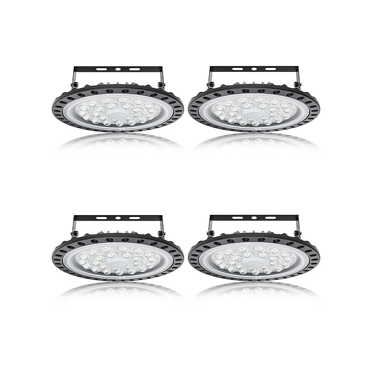 4 Pack LED High Bay Light|100W 10000LM UFO LED High Bay Light|6500K Daylight LED Shop Light|IP65 Waterproof LED Commercial Warehouse Area Light|LED Garage Light for Garage Gym Factory Warehouse
