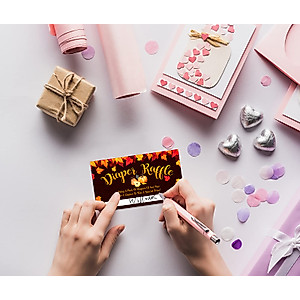 XJF 50 Pack Diaper Raffle Tickets 2*3.5inch Baby Shower Invitations Cards Maple Leaves Baby Shower Cards for Girl or Boy Baby Shower Game Bring a Pack of Diapers to Win Favors Yellow BS-CJK-NG-1