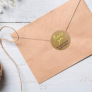 Vxkbiixxcs-o Stickers, 500 Pieces/roll Thank You for Supporting My Small Business Kraft Stickers Gold Foil