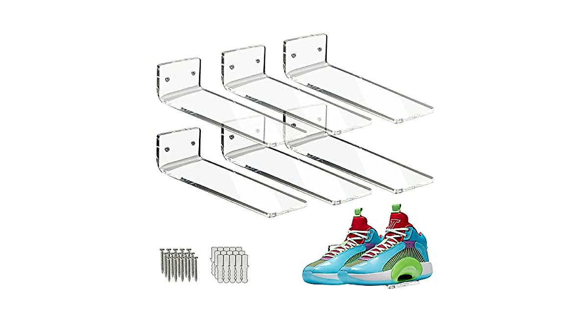 Clear Floating Shoe Display Shelves | Wall Mount for Sneakers