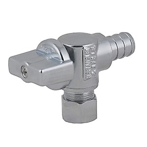 LD Valve- 1/4 Turn Angle Stop Valve 3/8-in Compression x 1/2-in Pex, Quarter Turn LF Brass Chrome Plated OD to Pex Angle Shut Off Valve for Faucet or Toilet Installation (2-Pack)