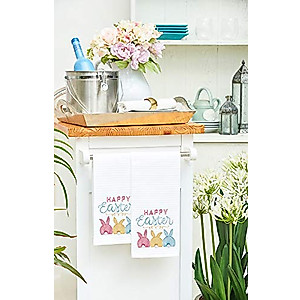 C&F Home Bunny Bum Kitchen Towel White Easter 18" X 27" Embroidered Waffle Weave Machine Washable Decor Decoration 18" x 27" White