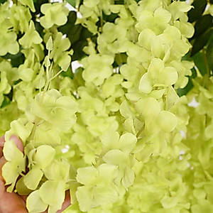 Vanassa 12pcs Artificial Fake Wisteria Vine Garland-GreenDec 3.6FtPiece Silk Wisteria Vine Ratta Hanging Flower for Home Garden Wedding Decor(green), Turquoise