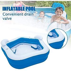 Inflatable Pool with 2 Seats,Headrest Cup Holder Family Paddling Pool Swimming Pool Bath Tub for Kids Toddlers Adults