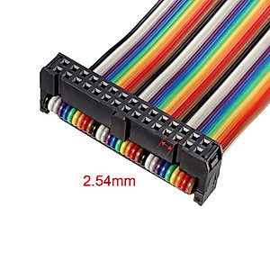 uxcell IDC Rainbow Wire Flat Ribbon Cable 30P A-type FC/FC Connector 2.54mm Pitch 1m/39.3inch Length