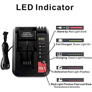 Anopiw PCC692L Upgraded Replace Porter Cable or Black and Decker 20V MAX Lithium Battery Charger LCS1620 LCS1620B LBXR20CK BDCAC202B PCC691L Compatible with Battery PCC680L PCC681L PCC682L PCC685L