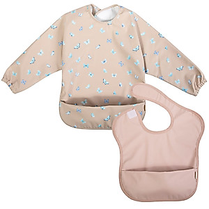 Ali+Oli Smock Bib for Baby (1-pc) Short Sleeve Set (Farm) BPA-Free Oeko-Tex Certified, Toddler Bib Ages 6m+