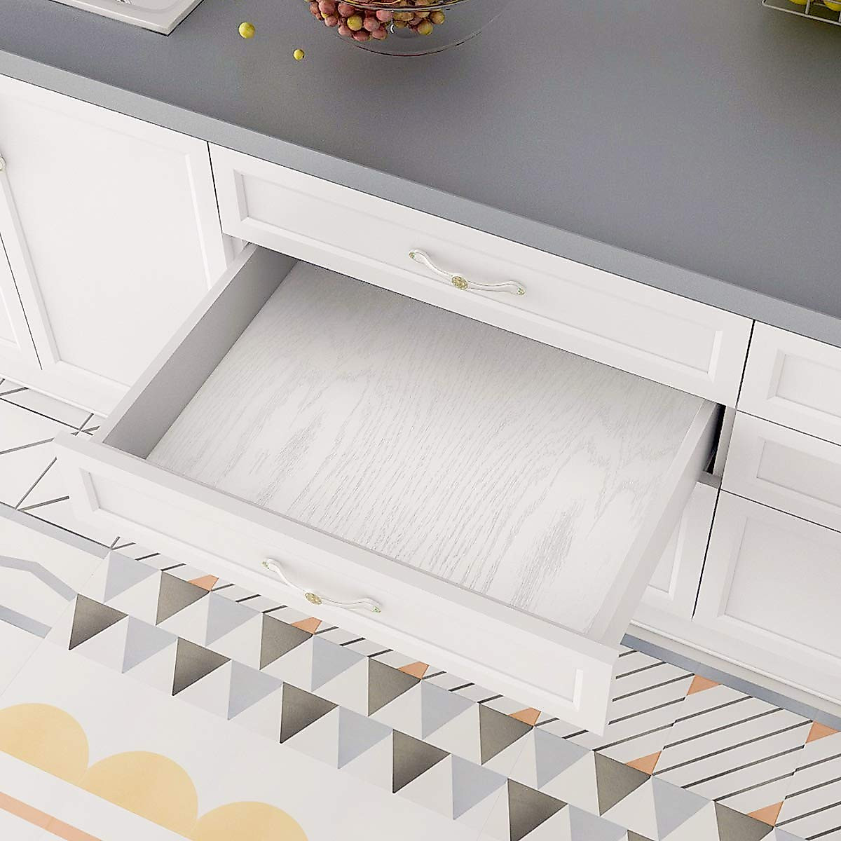 Homease White Wood Grain Contact Paper 24 x 196 in, Self-Adhesive Wallpaper Peel and Stick Removable Decorative Wall Covering Vinyl Film for Shelf Liner Furniture Kitchen Cabinet Countertop Drawer