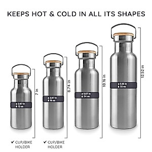 Bambaw Insulated Water Bottle 24oz | Stainless Steel Water Bottle | Insulated Water Bottles | Travel Water Bottle | Metal Water Bottle | Large Water Bottle | Reusable Water Bottle 750 ml