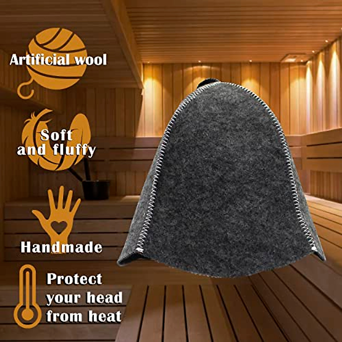 ASKOLD Ukrainian Sauna Hat Gray for Sauna Banya Bath House - Felt Sauna Hat Finnish Ukraine Sauna Hat Russian Banya Hat for Men Sauna Hat for Men